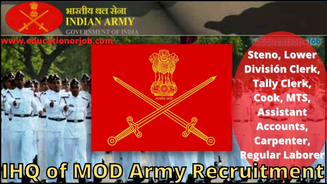 IHQ of MOD Army Recruitment 2022 For 41 Group C Posts Apply Offline | Education or Job